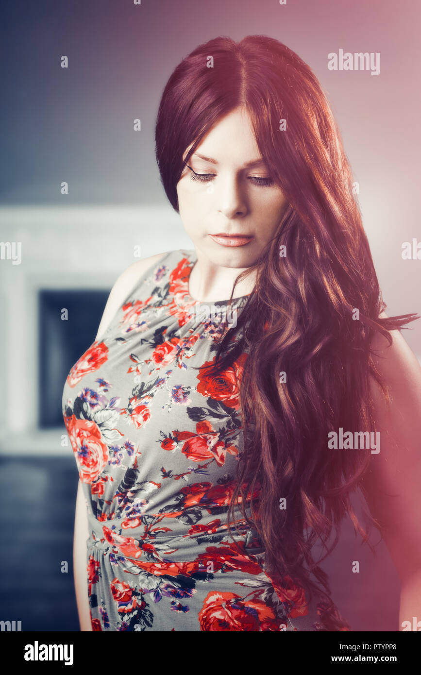 Woman in dress created for book cover market Stock Photo - Alamy