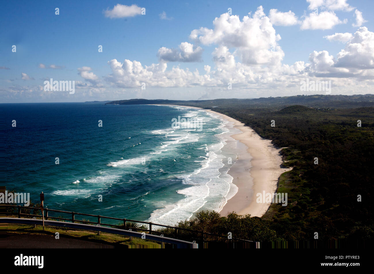 The beach in Byron Bay photographed from the lighthouse on Cape Byron ...