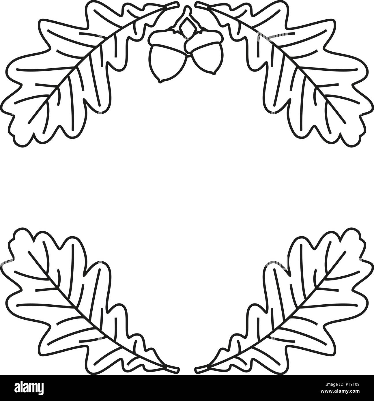 Line art black and white oak branch background Stock Vector Image & Art ...