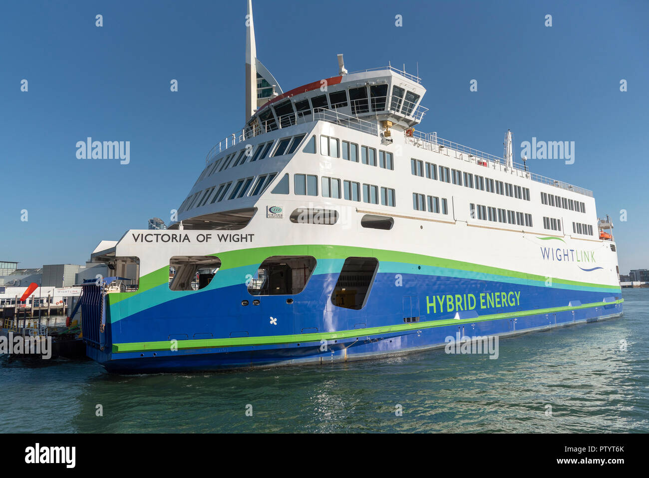 Victoria of Wight a new Isle of Wight ferry alongside in Portsmouth UK ...