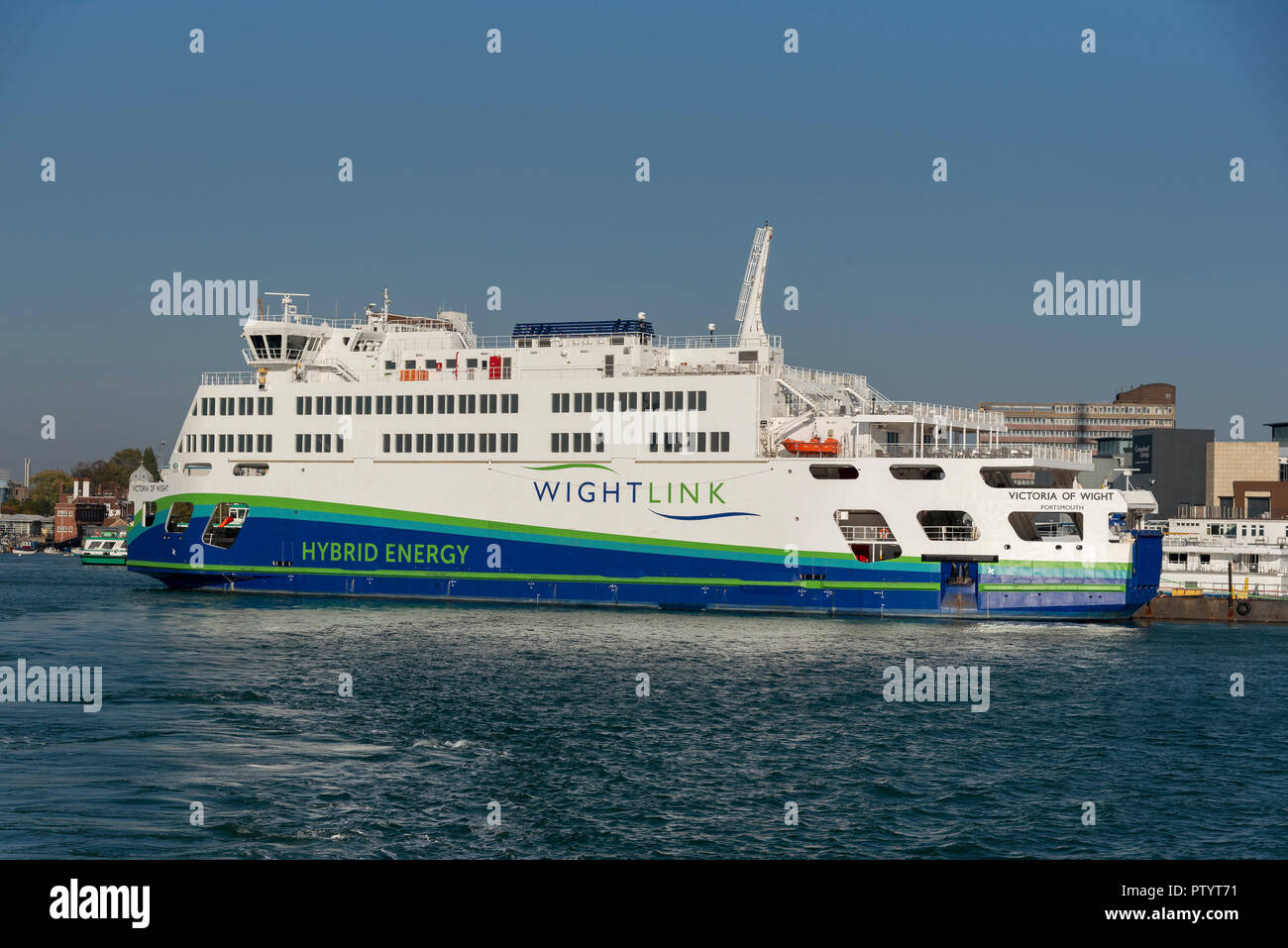 Victoria of Wight a new Isle of Wight ferry alongside in Portsmouth UK ...