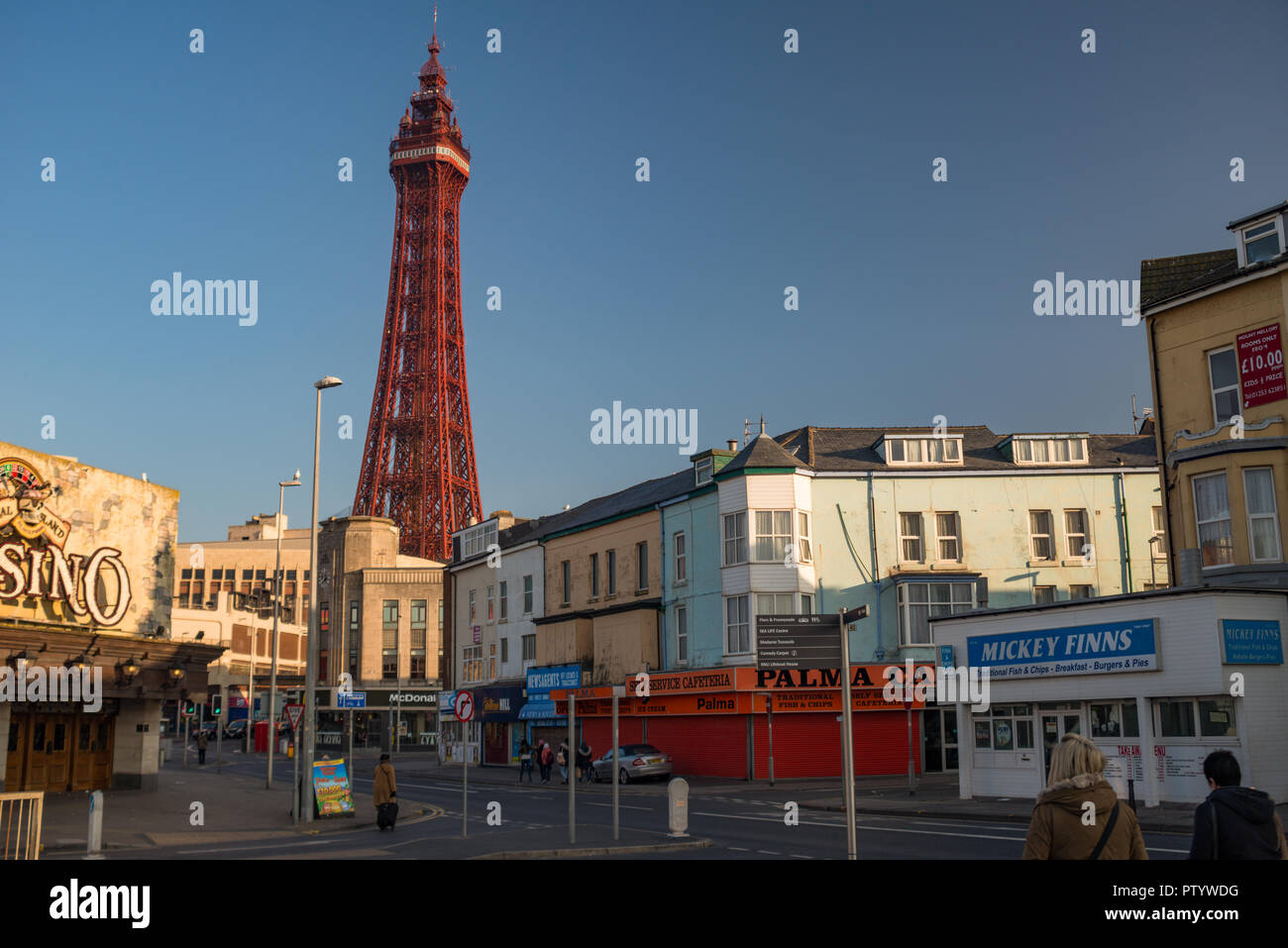 Blackpool Tower and building of the city center, Blackpool, Lancashire ...