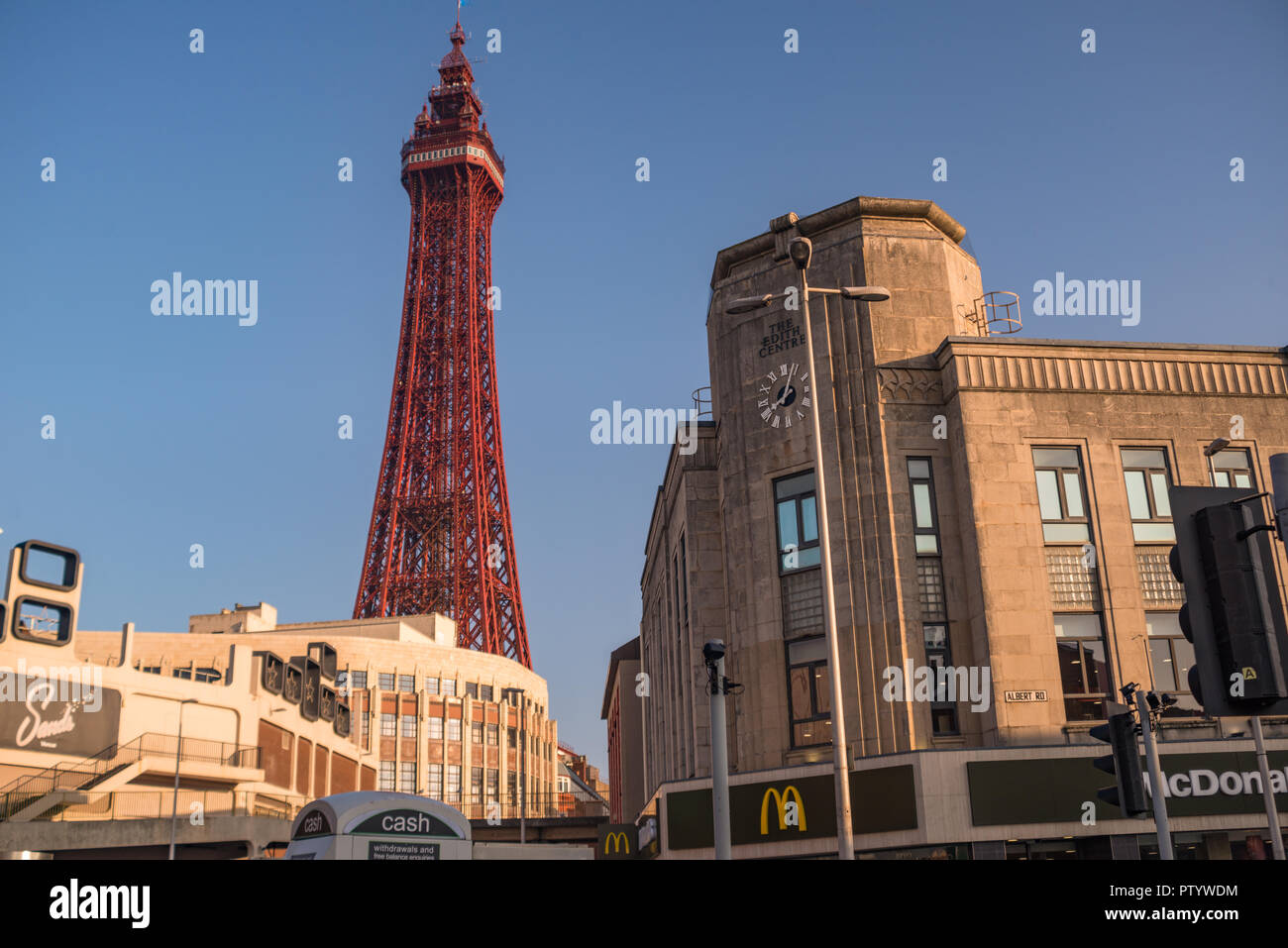 Blackpool Tower and building of the city center, Blackpool, Lancashire ...