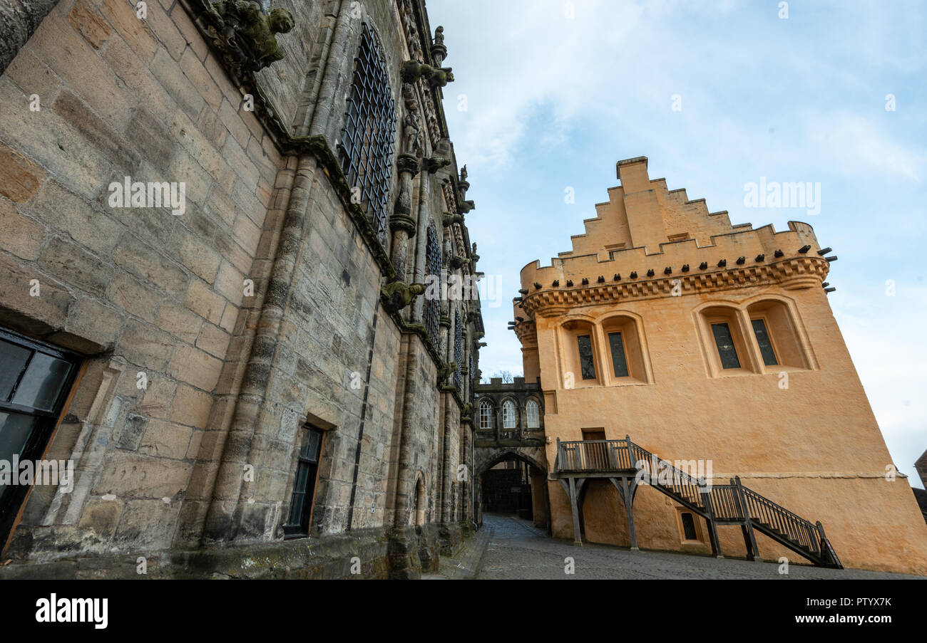The yellow Great Hall and Castle Stirling, Stirling, Scotland Stock ...
