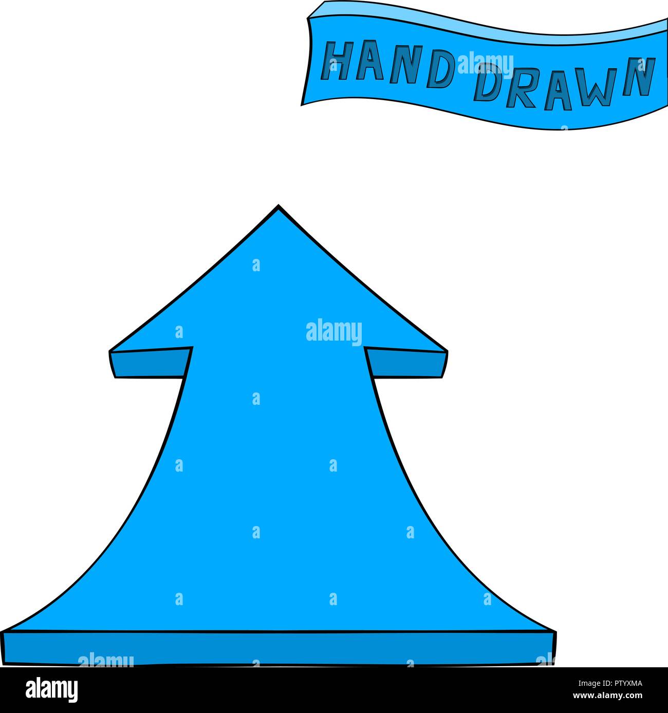 Blue arrow. UP sign. Hand drawn sketch. Vector illustration isolated on ...
