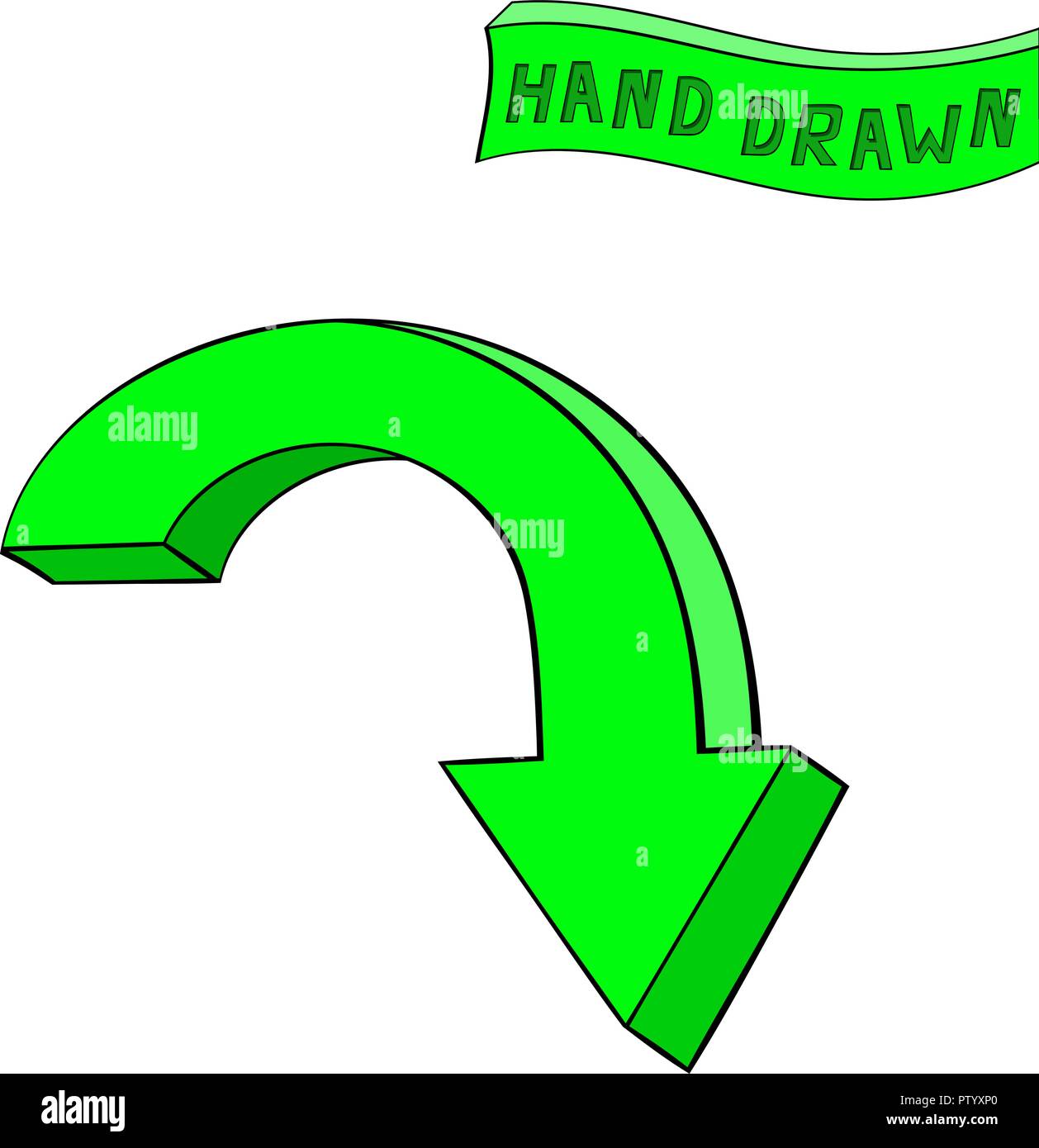 Green Down Arrow Cartoon