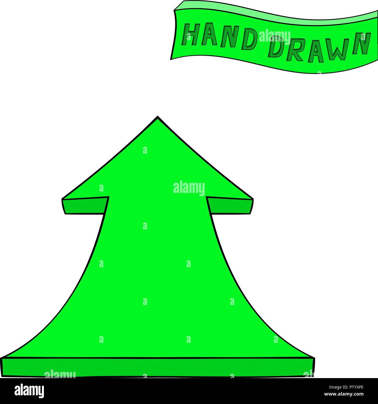 Green arrow. UP sign. Hand drawn sketch. Vector illustration isolated ...