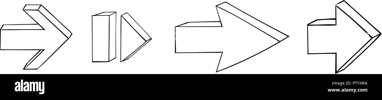 Outline arrows. Vector illustration isolated on white background Stock ...