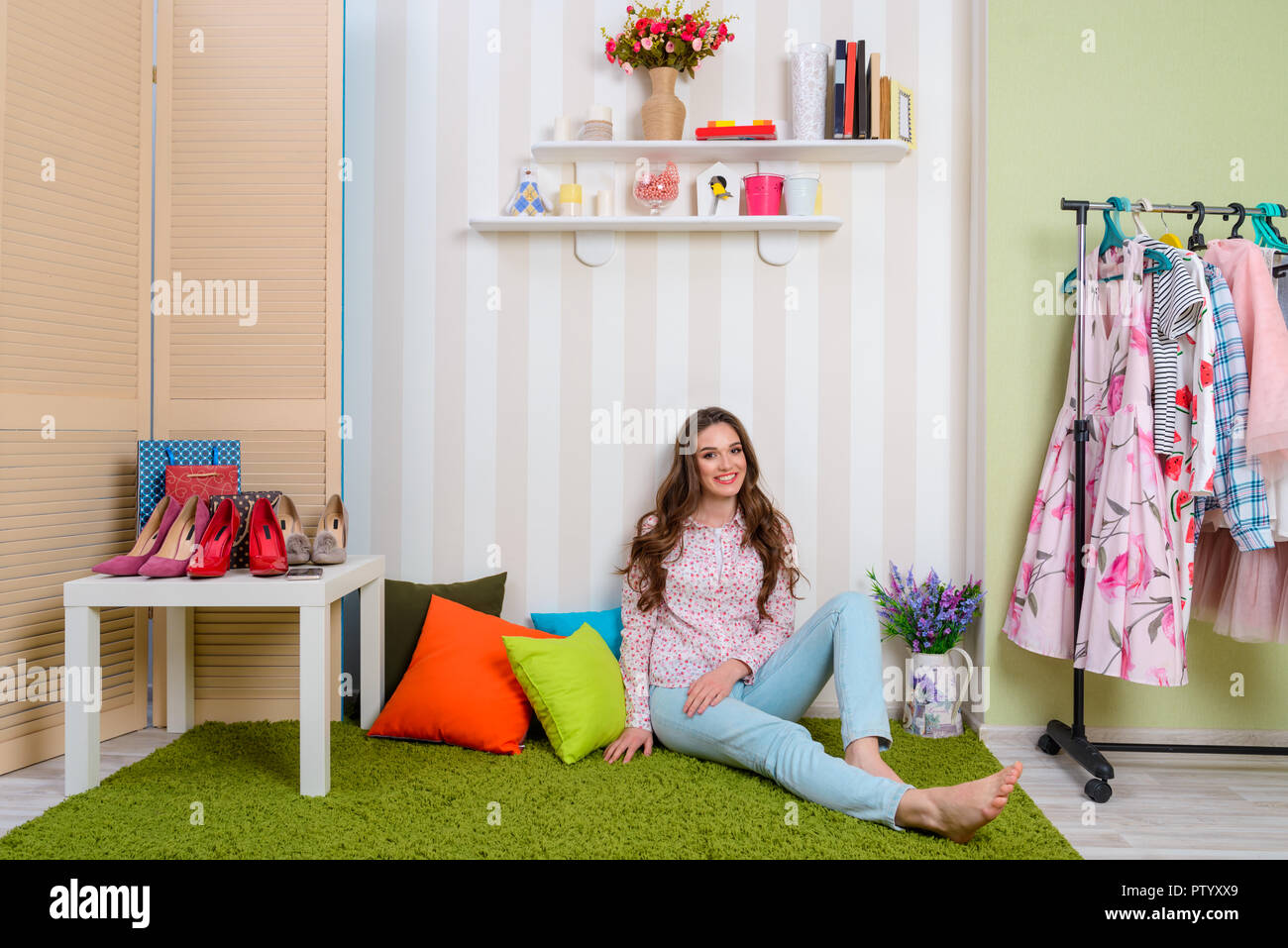 Pretty girl in her room Stock Photo - Alamy