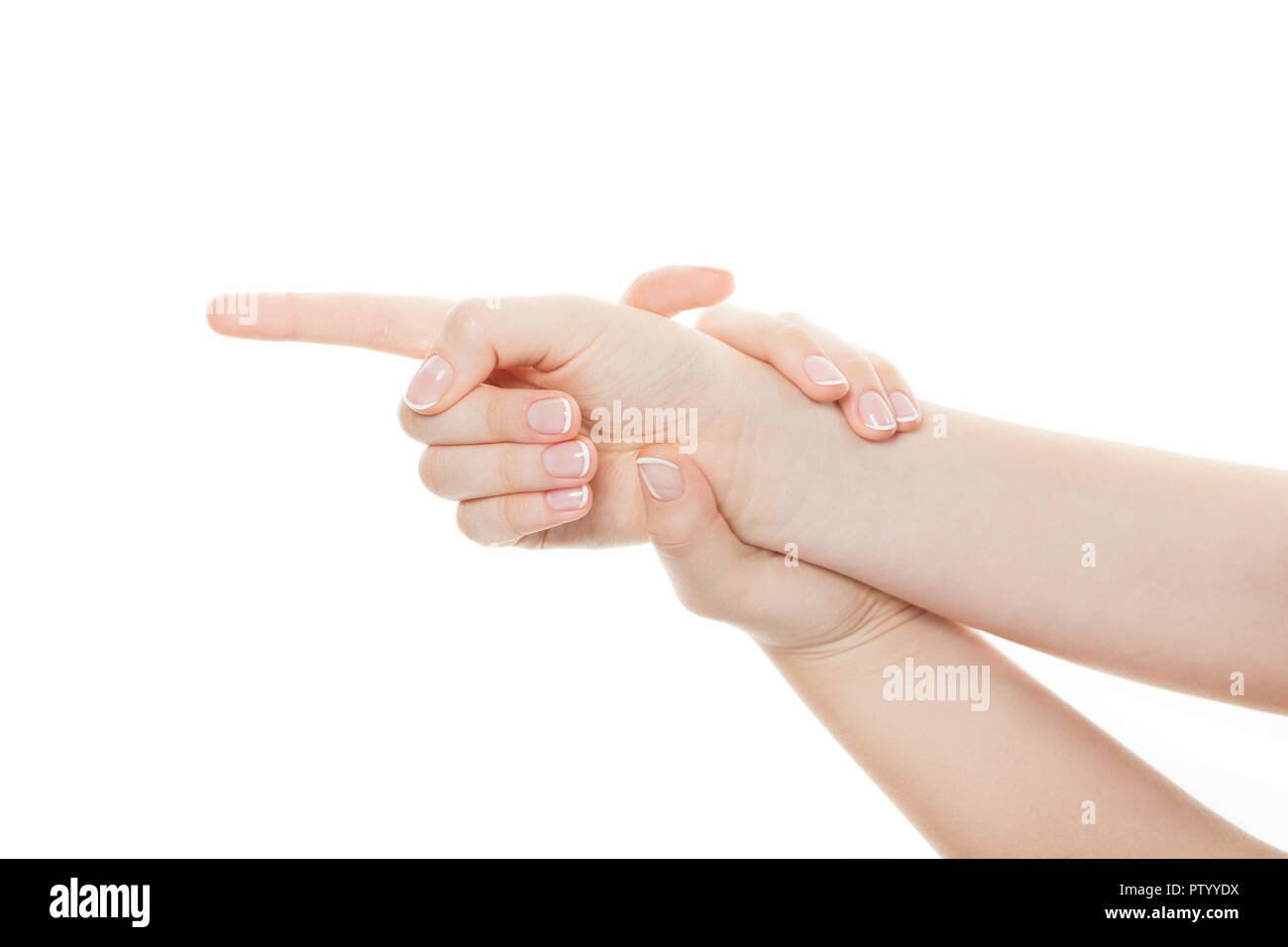 Pointing hand isolated on white background Stock Photo - Alamy