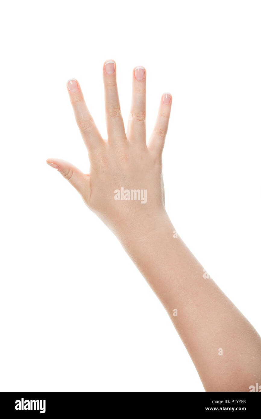 Beautiful woman hand isolated on white background Stock Photo - Alamy