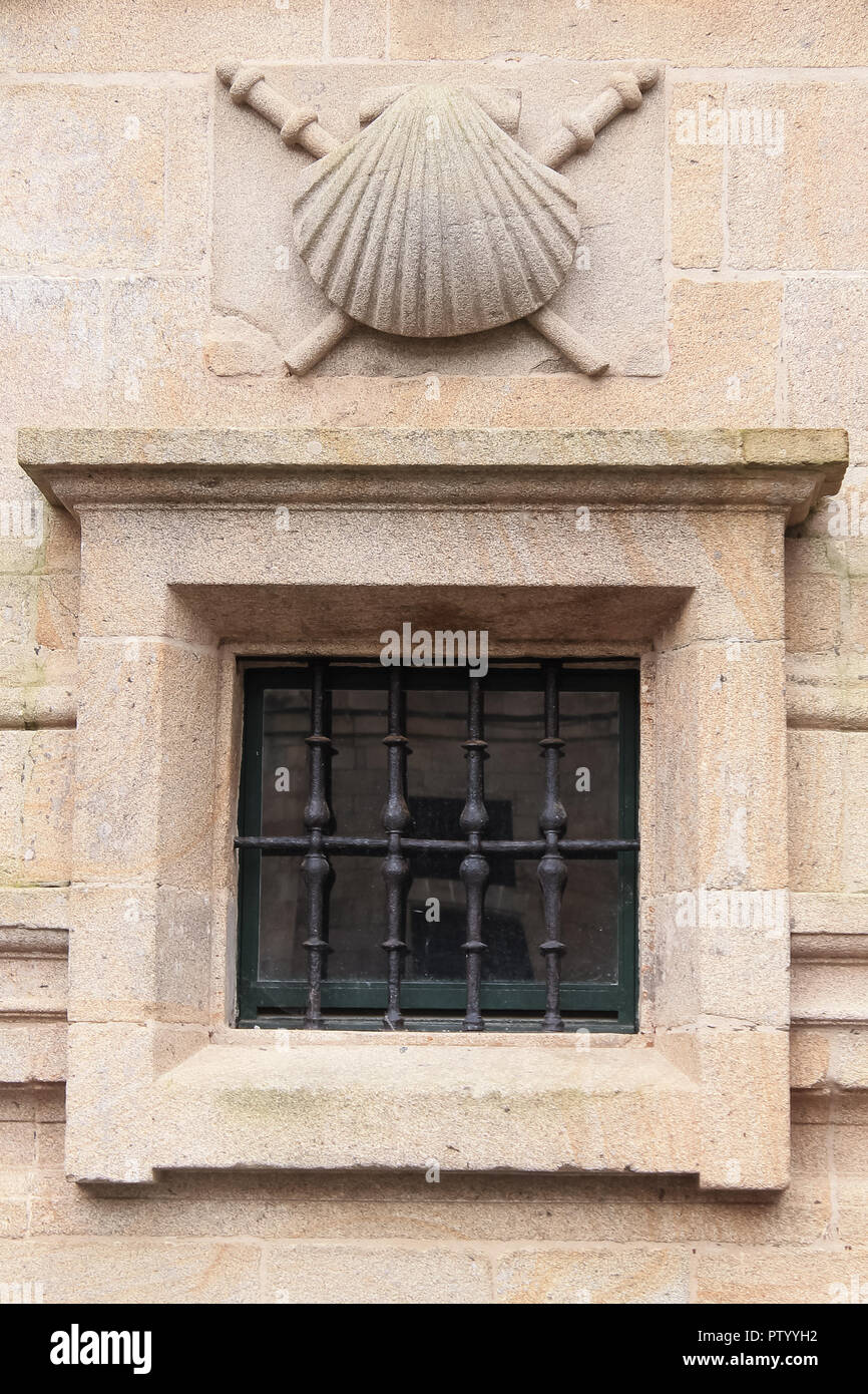 Medieval barred window in Santiago de Compostela with Shell Heraldry ...