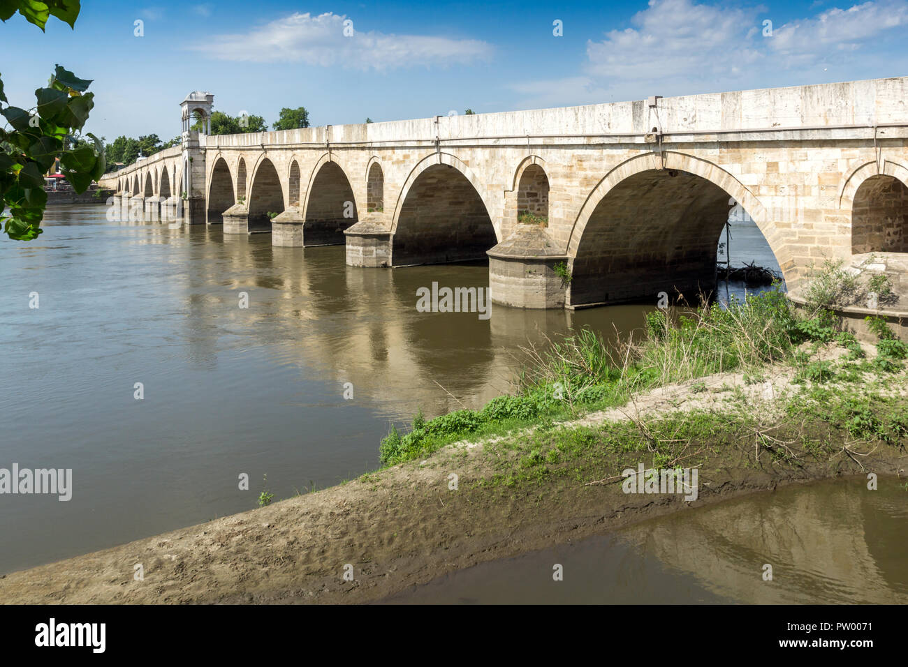 Medieval Bridge from period of Ottoman Empire over Meric River in city ...