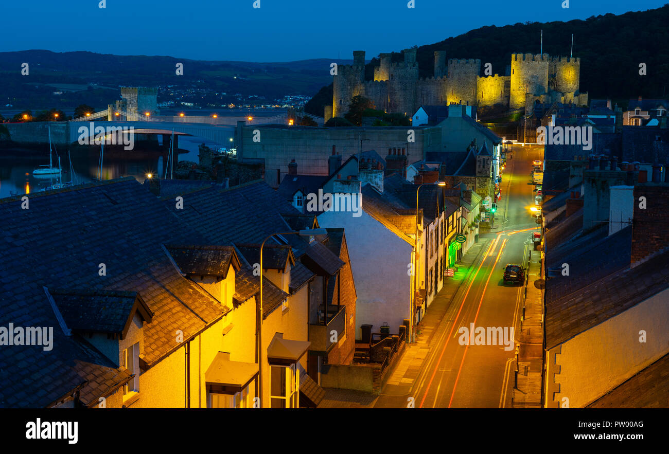 Conwy Castle, as viewed from the Town Walls, looking down Berry Street ...