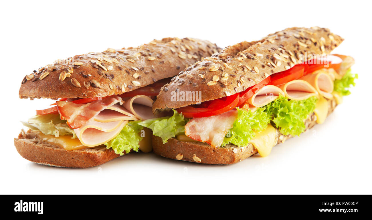 Classic BLT sandwiches isolated on white background Stock Photo - Alamy