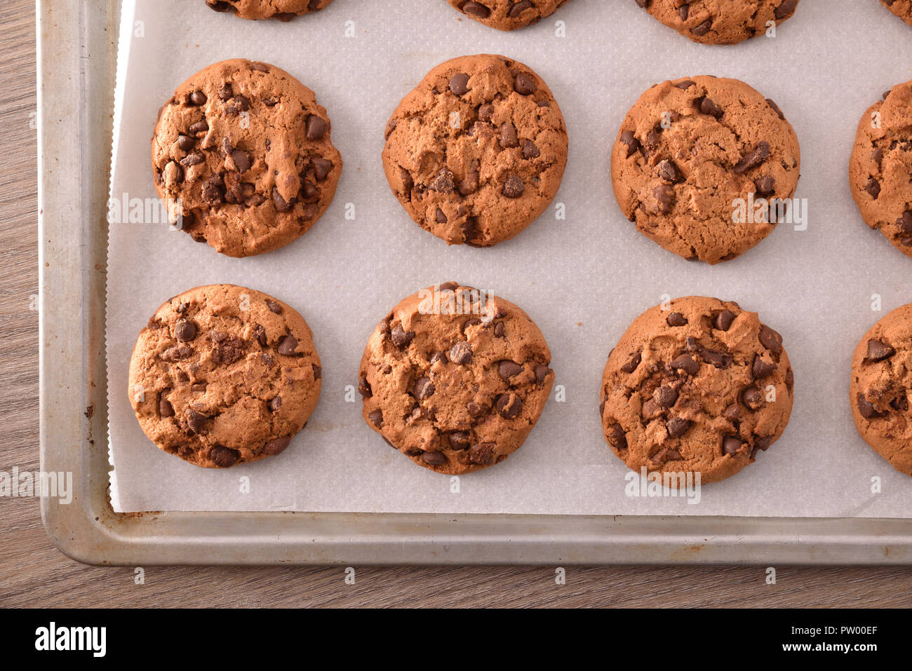 Homemade cookies with chocolate chips freshly baked top view ...