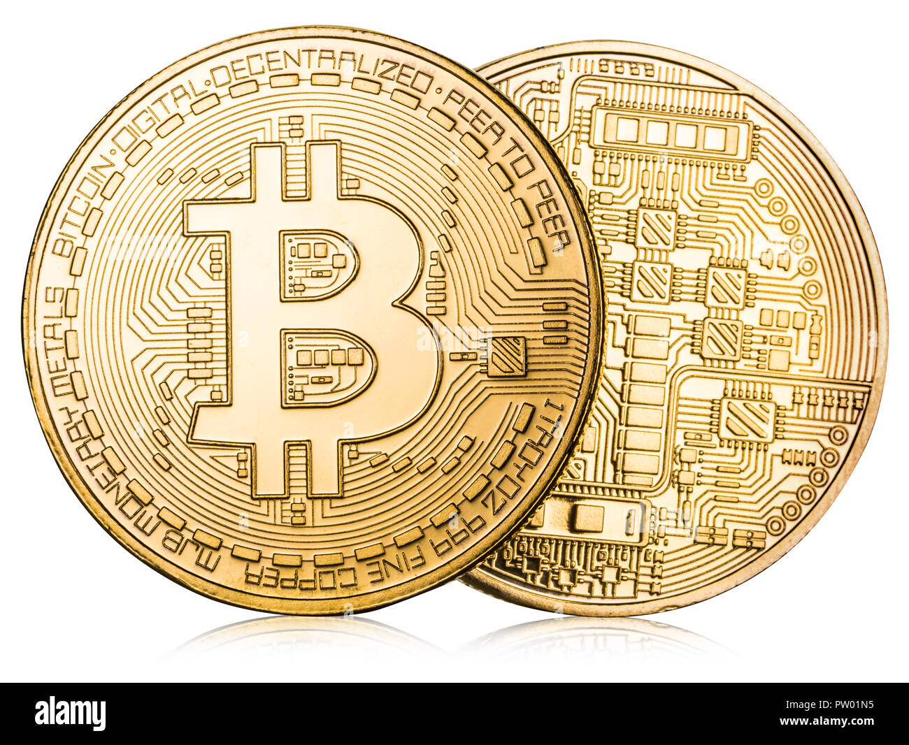 Physical bitcoin on white background. Cryptocurrency. Clipping path ...