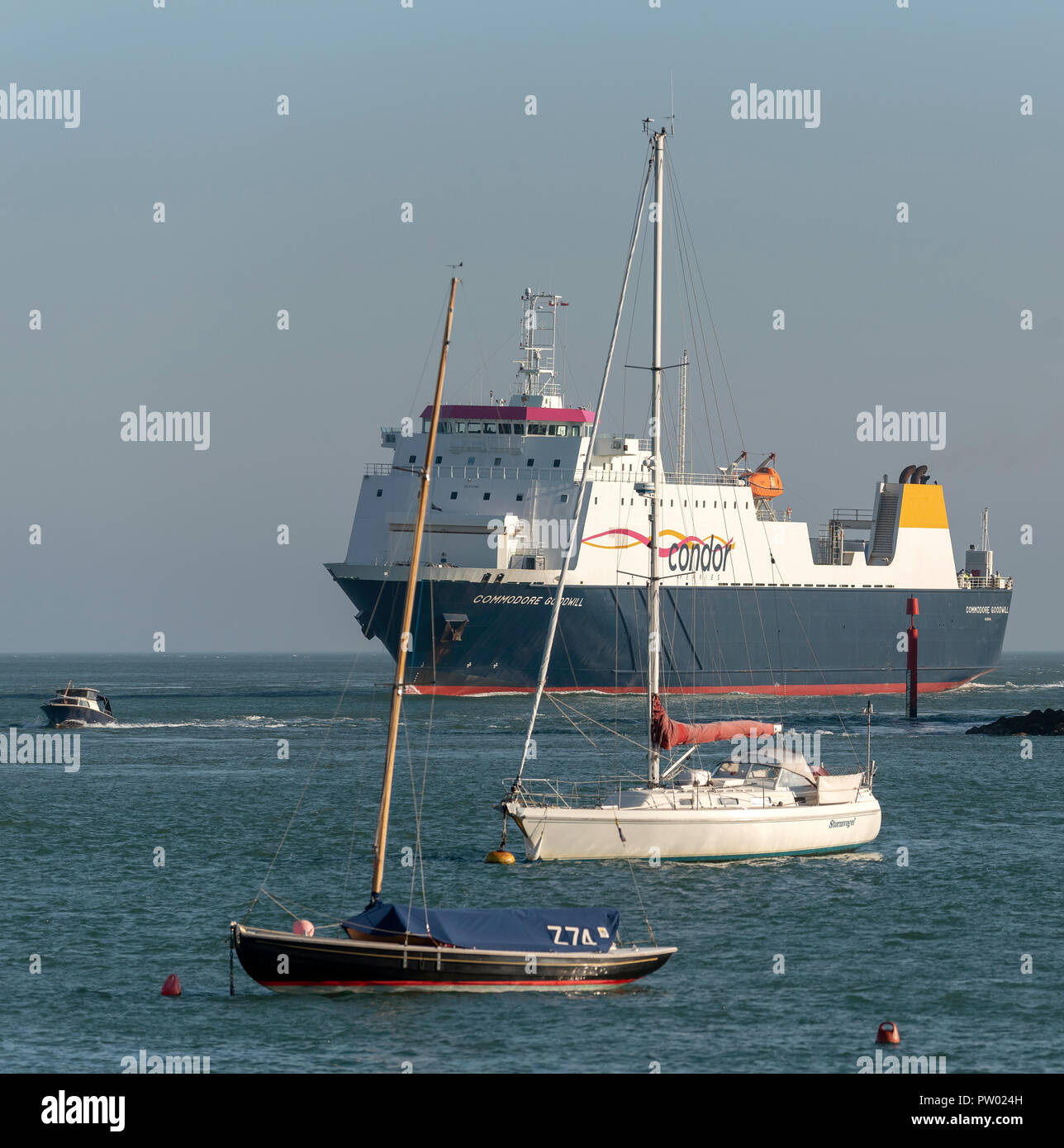 Commodore Goodwill a cross channel commercial ship entering Portsmouth ...