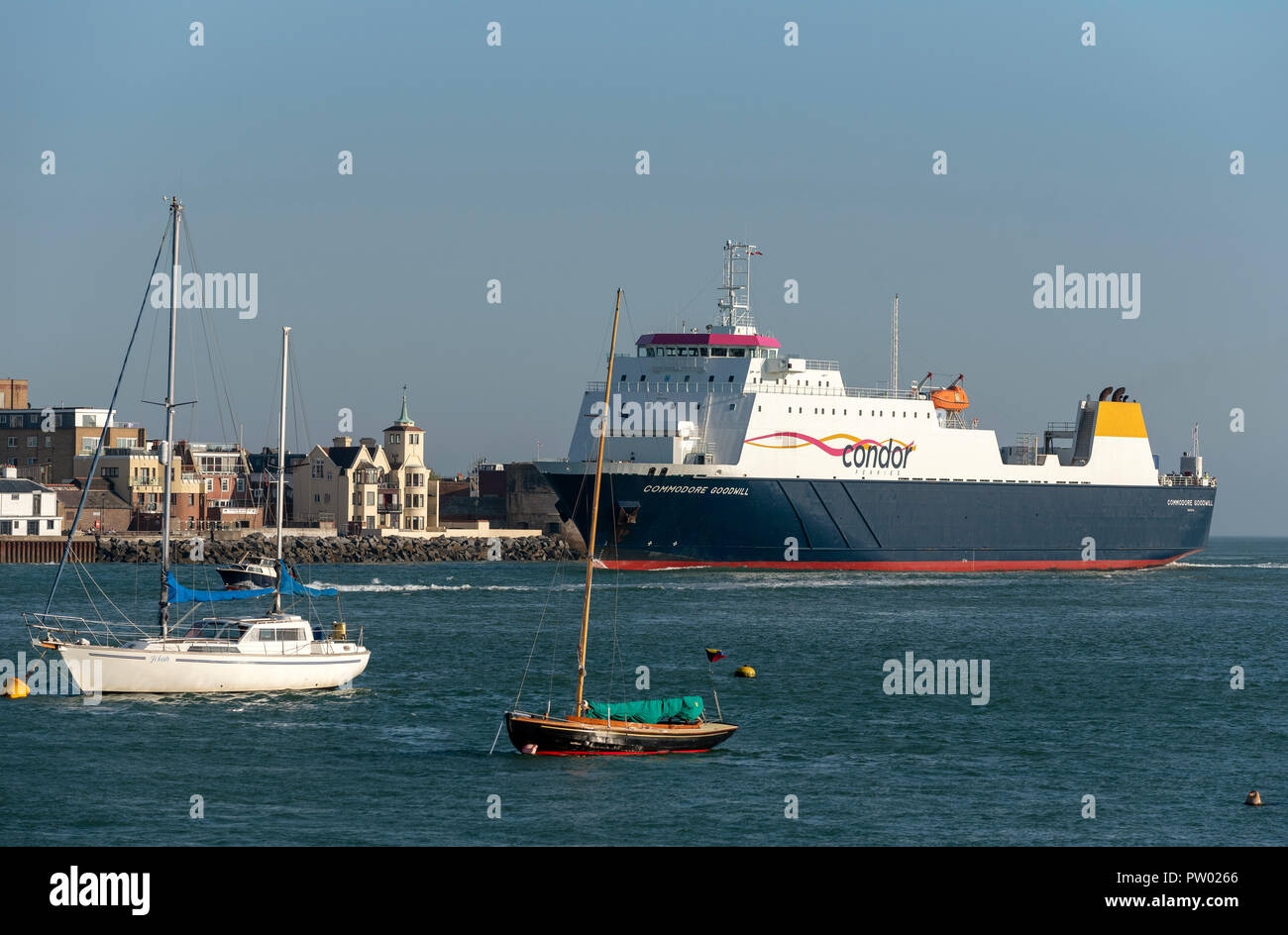 Commodore Goodwill a cross channel commercial ship entering Portsmouth ...