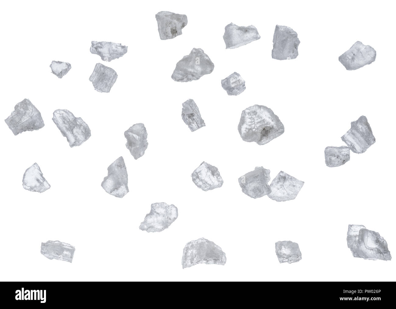 Salt crystals isolated on white background. File contains clipping path ...