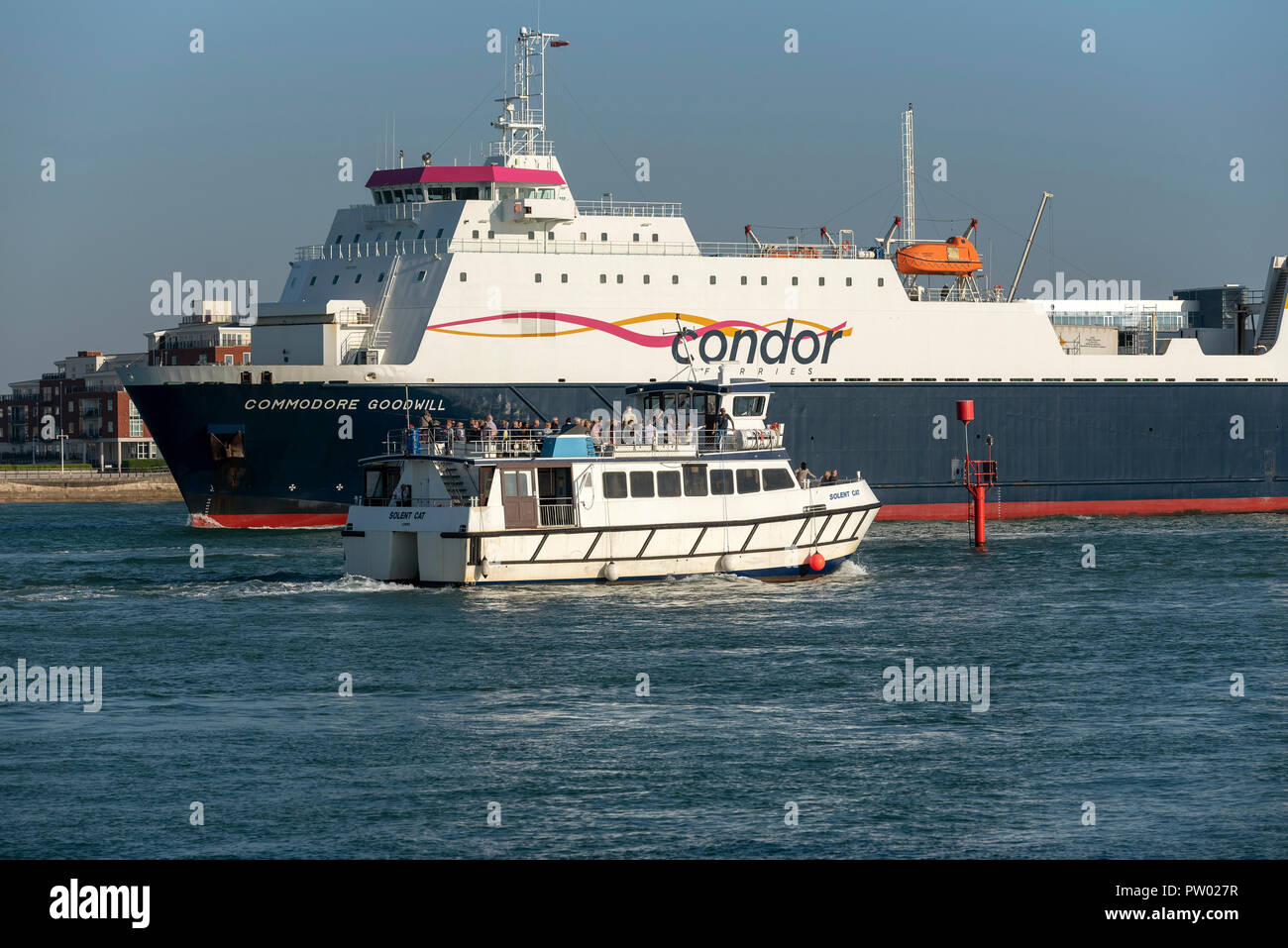 Commodore Goodwill a cross channel commercial ship entering Portsmouth ...