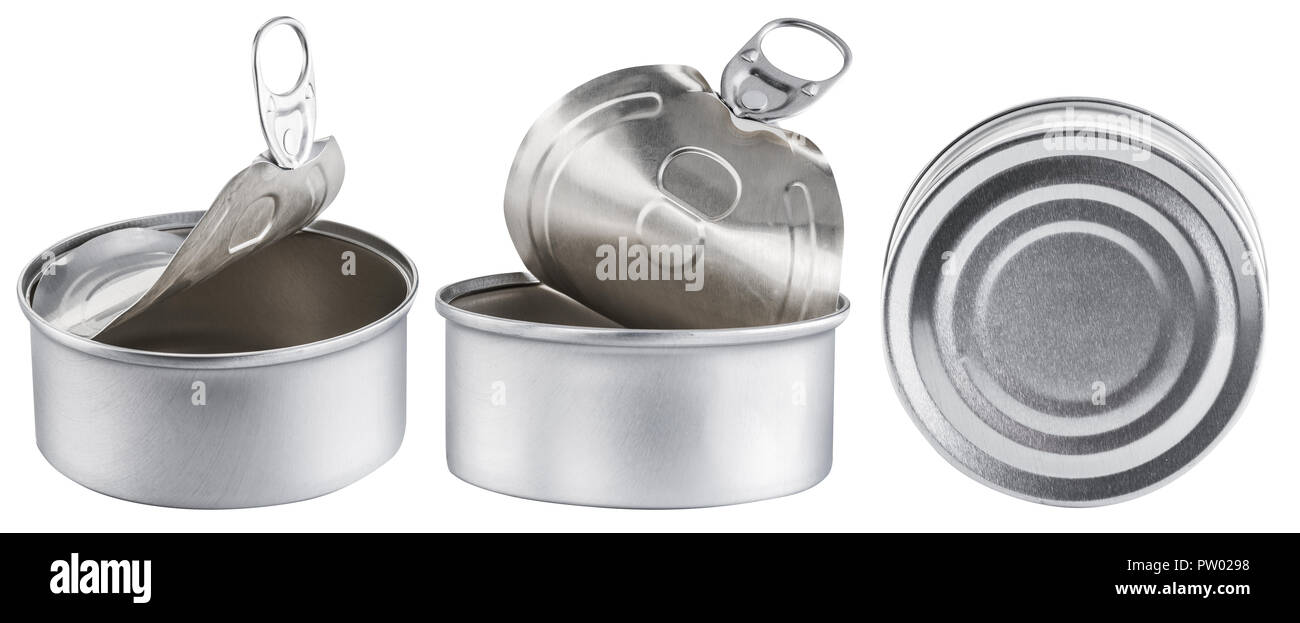 Three tin cans. File contains clipping path Stock Photo - Alamy