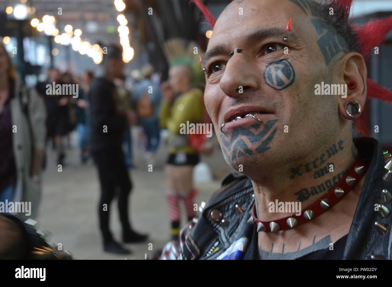 old punks never die , facial markings and tattua Stock Photo - Alamy