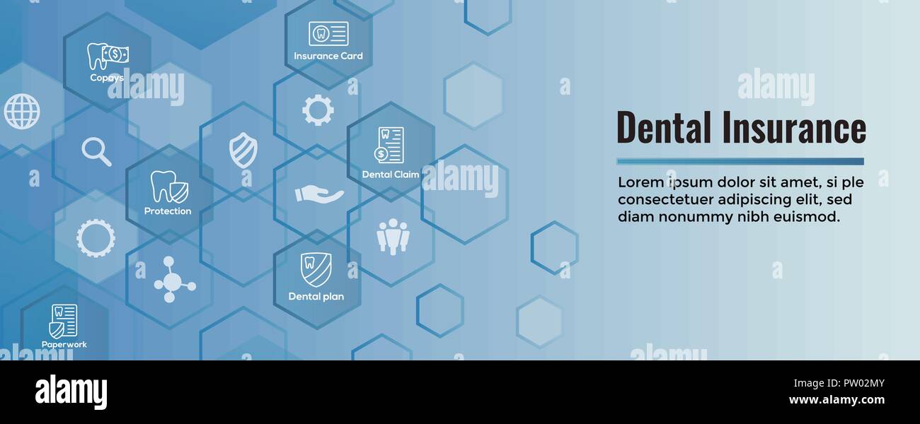 Dental Insurance Web Header Banner - Outline Icons, teeth, premiums ...
