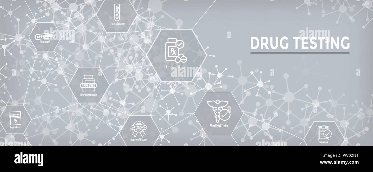 Drug Testing & Process Web Header Banner with Icon Set Stock Vector ...