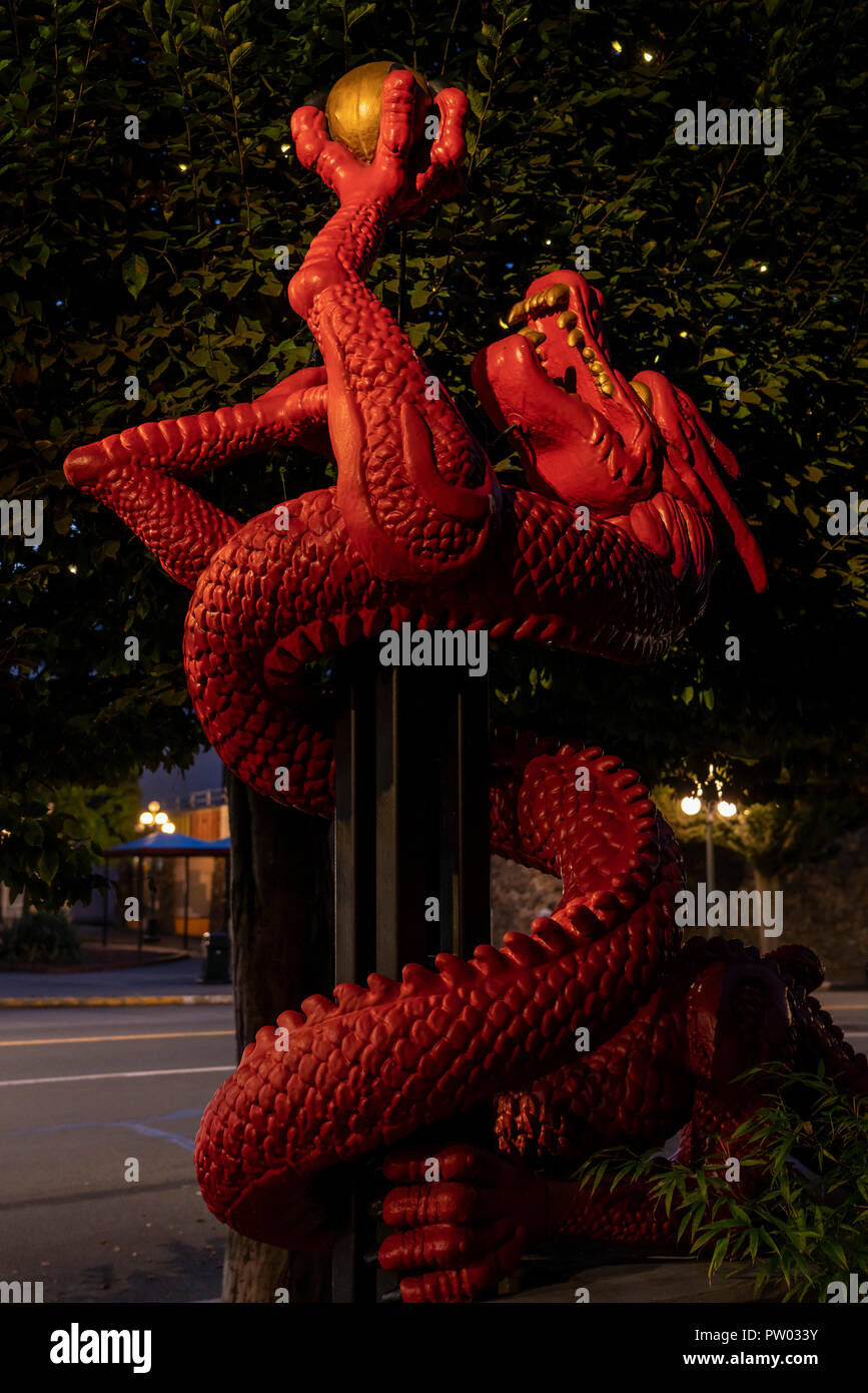 The dragon statue at Pandora Avenue and Government Street in Chinatown ...
