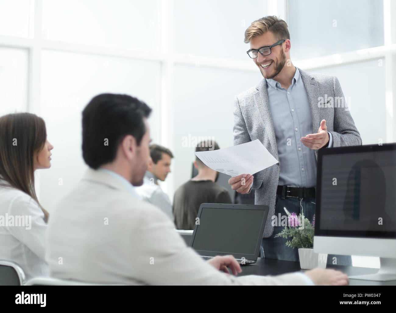 employees in the workplace in the office Stock Photo - Alamy