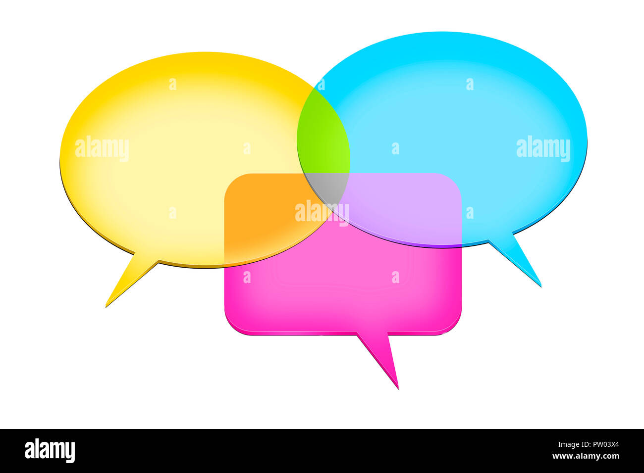 Concept Caption Balloons in 3 three colors, Yellow, Blue, Red, Vector ...