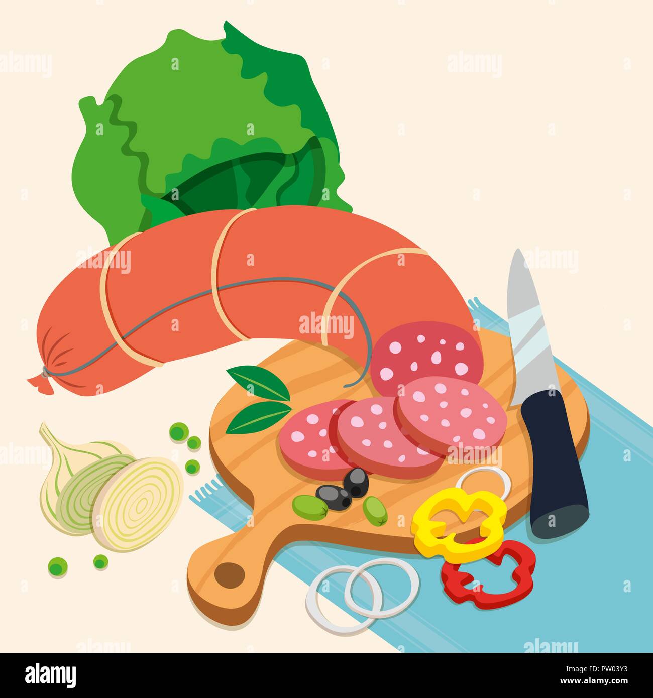 Vector illustration of sausage Stock Vector Image & Art - Alamy