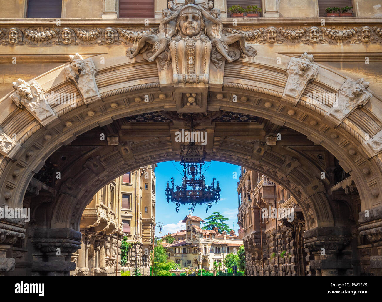 Rome, Italy - The esoteric quarter of Rome, called 'Quartiere Coppedè ...