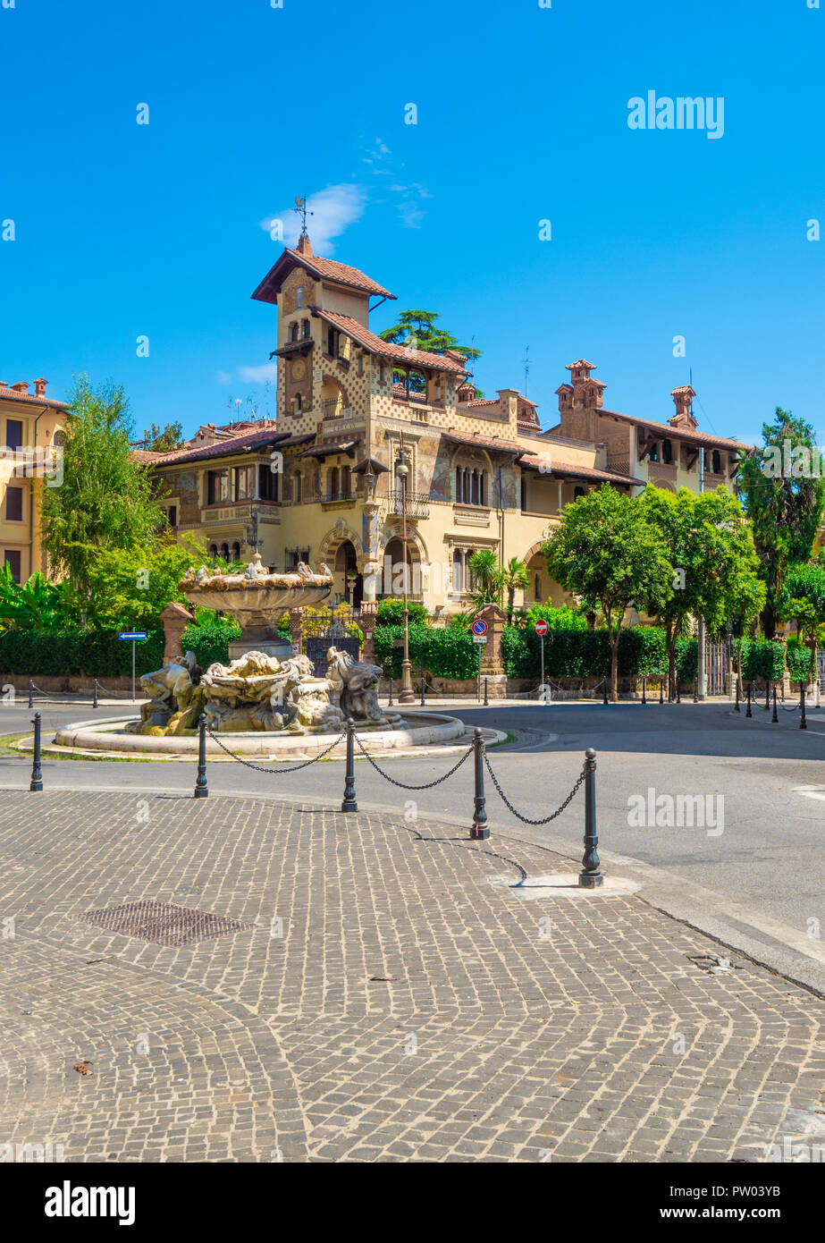 Rome, Italy - The esoteric quarter of Rome, called 'Quartiere Coppedè ...