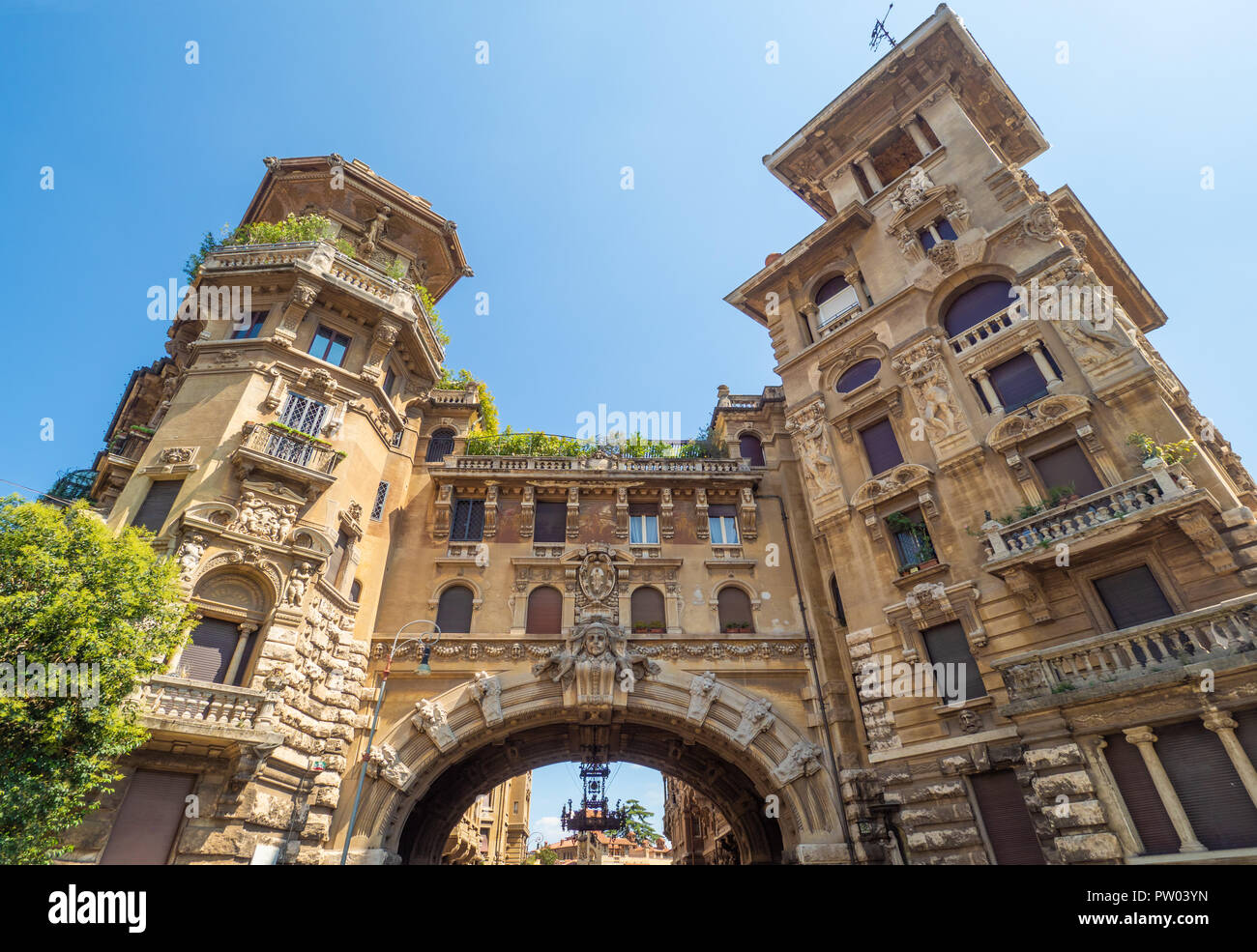 Rome, Italy - The esoteric quarter of Rome, called 'Quartiere Coppedè ...