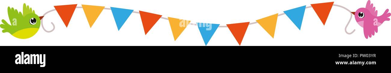 Birds Flying with Multicoloured Triangle Flags Vector Stock Vector ...