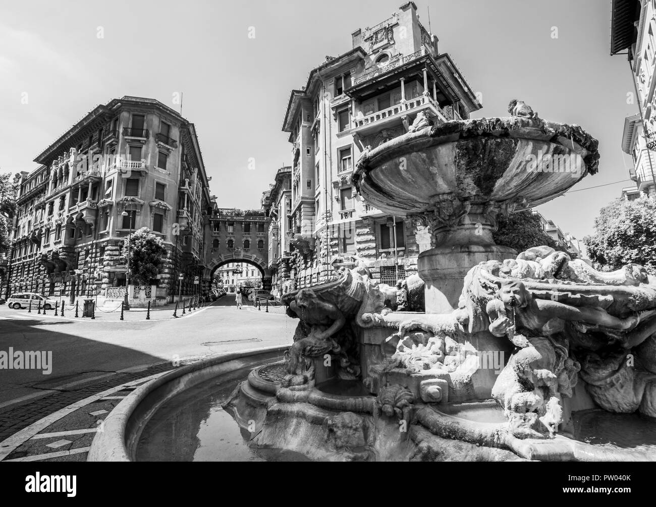 Rome, Italy - The esoteric quarter of Rome, called 'Quartiere Coppedè ...