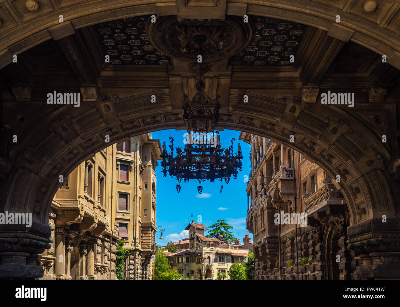 Rome, Italy - The esoteric quarter of Rome, called 'Quartiere Coppedè ...