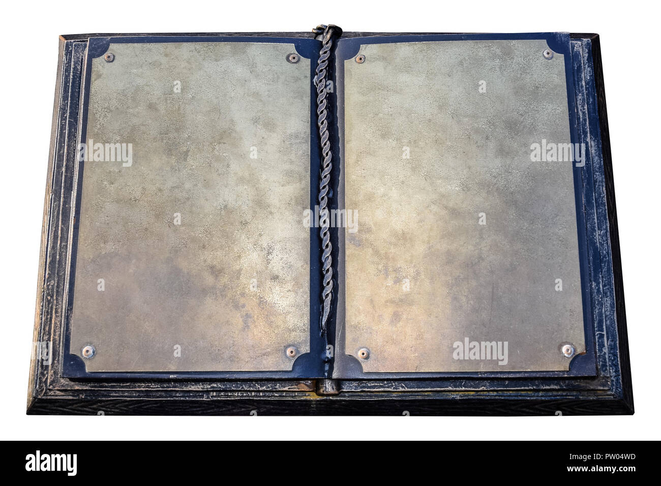 An old metal book. Blank pages of an old book Stock Photo - Alamy