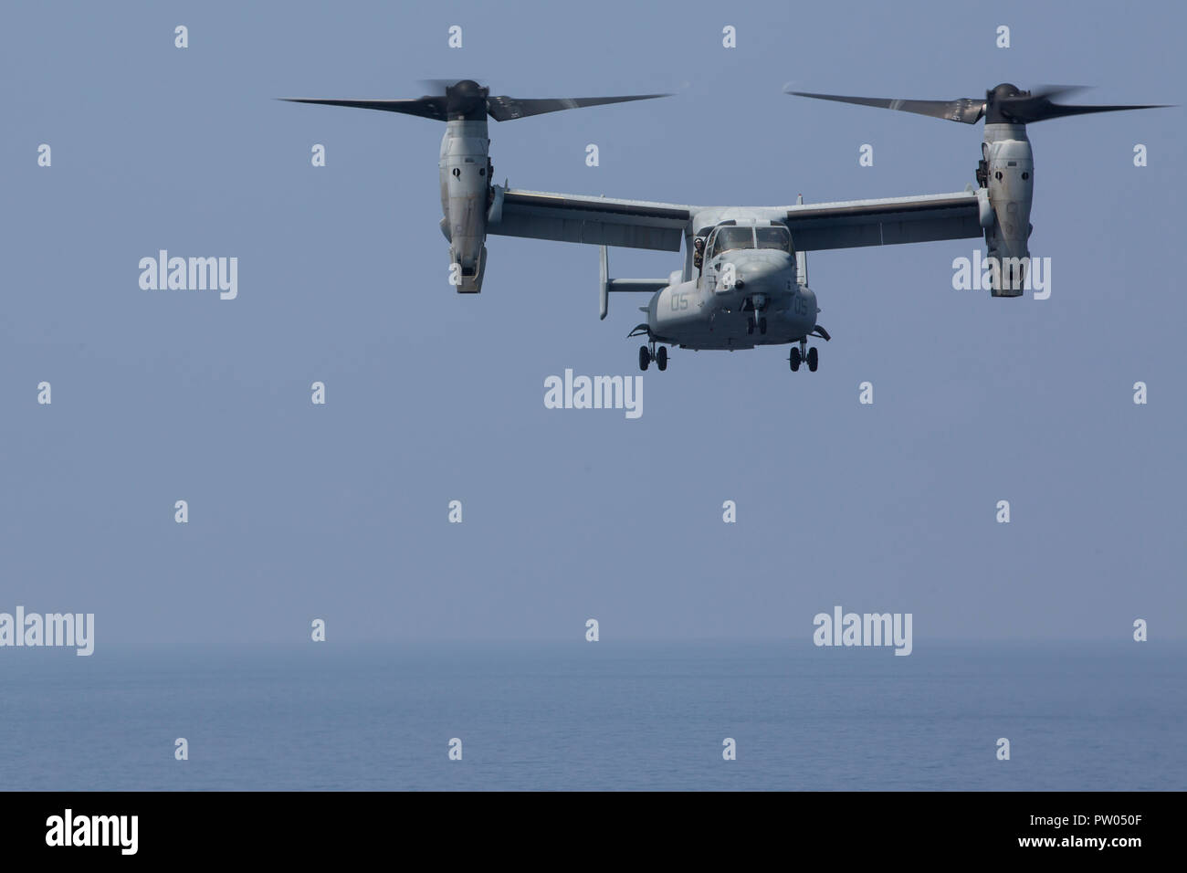 An MV-22B Osprey tiltrotor aircraft, belonging to Marine Medium Tiltrotor Squadron 262 ...