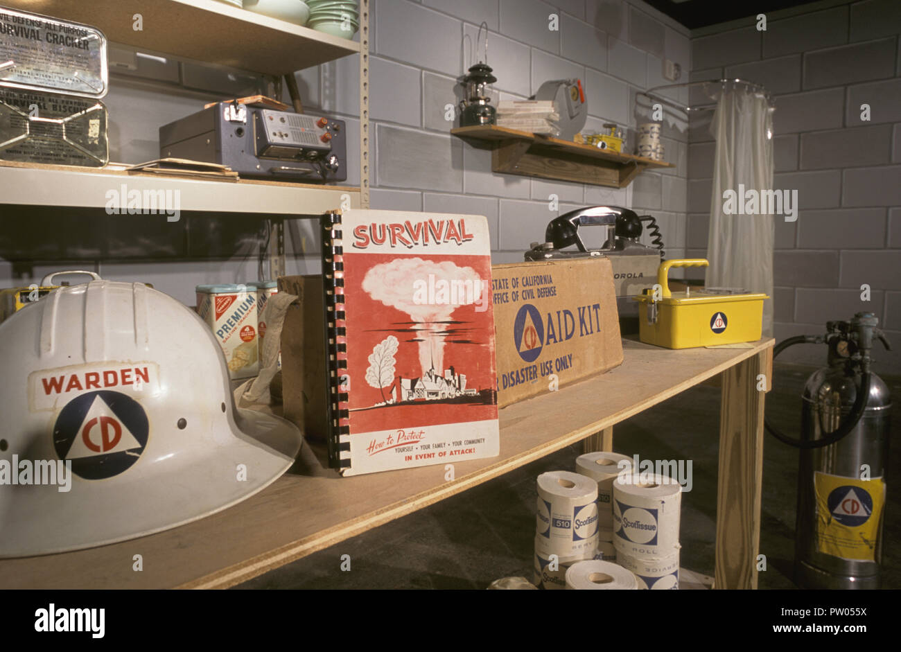 Interior of an underground atomic fallout shelter, USA Stock Photo - Alamy