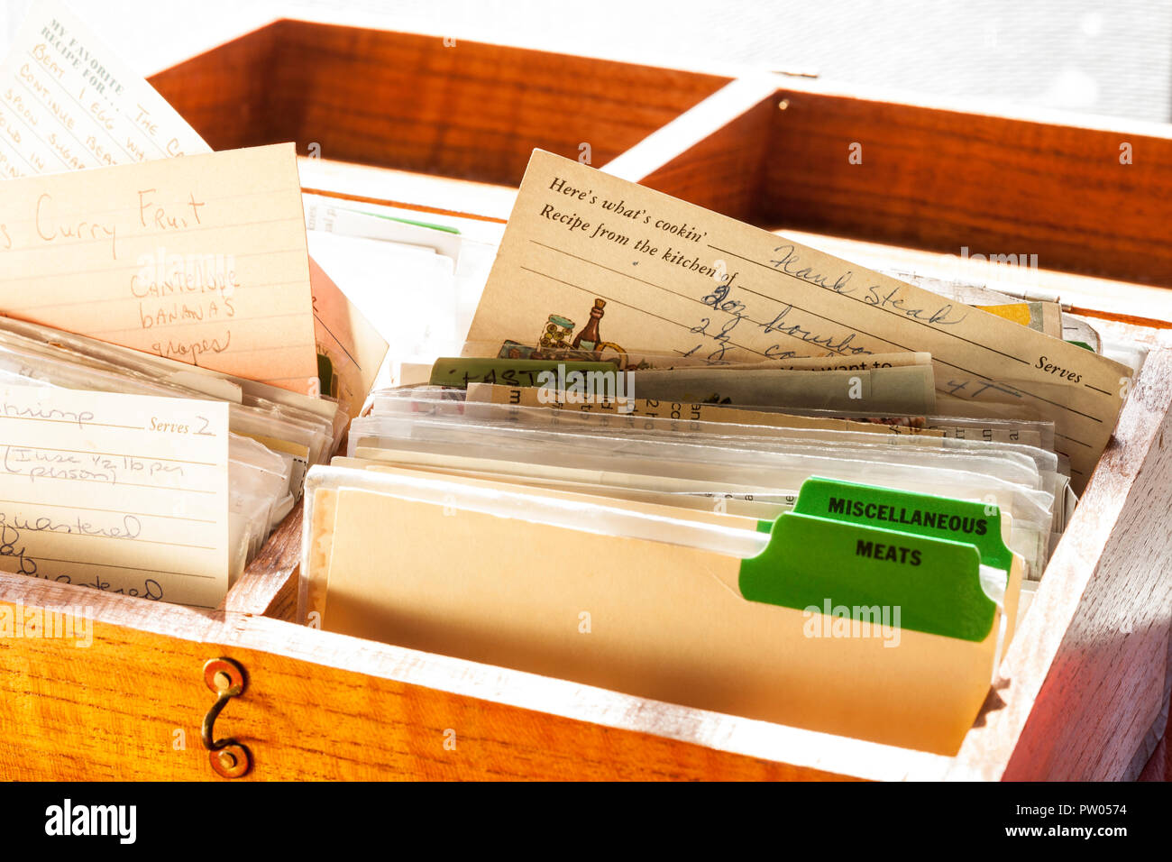 Old fashioned recipe file box, USA Stock Photo - Alamy