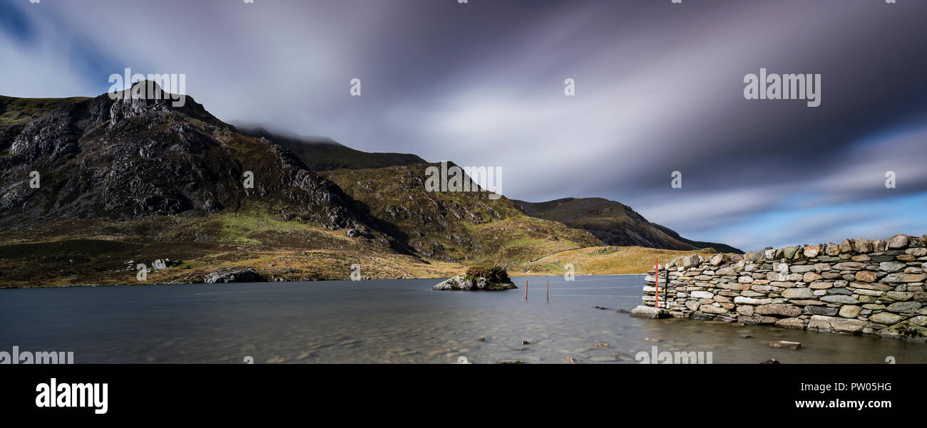 LLyn Idwal in the Ogwen Valley Snowdonia national park north Wales ...