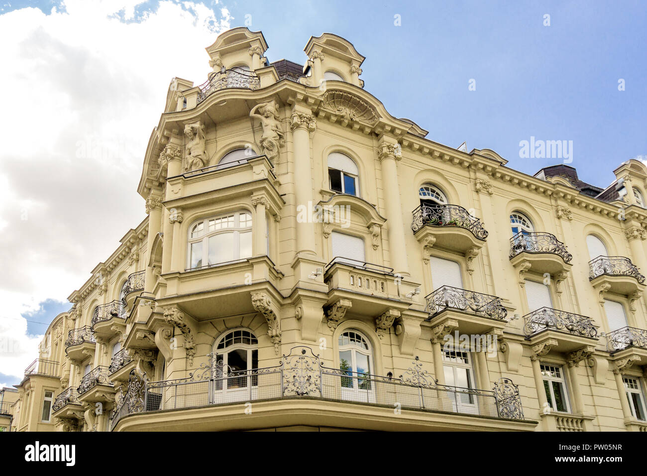 Historic facade on Baroque Buildings in Germany Hessen Wiesbaden Stock ...