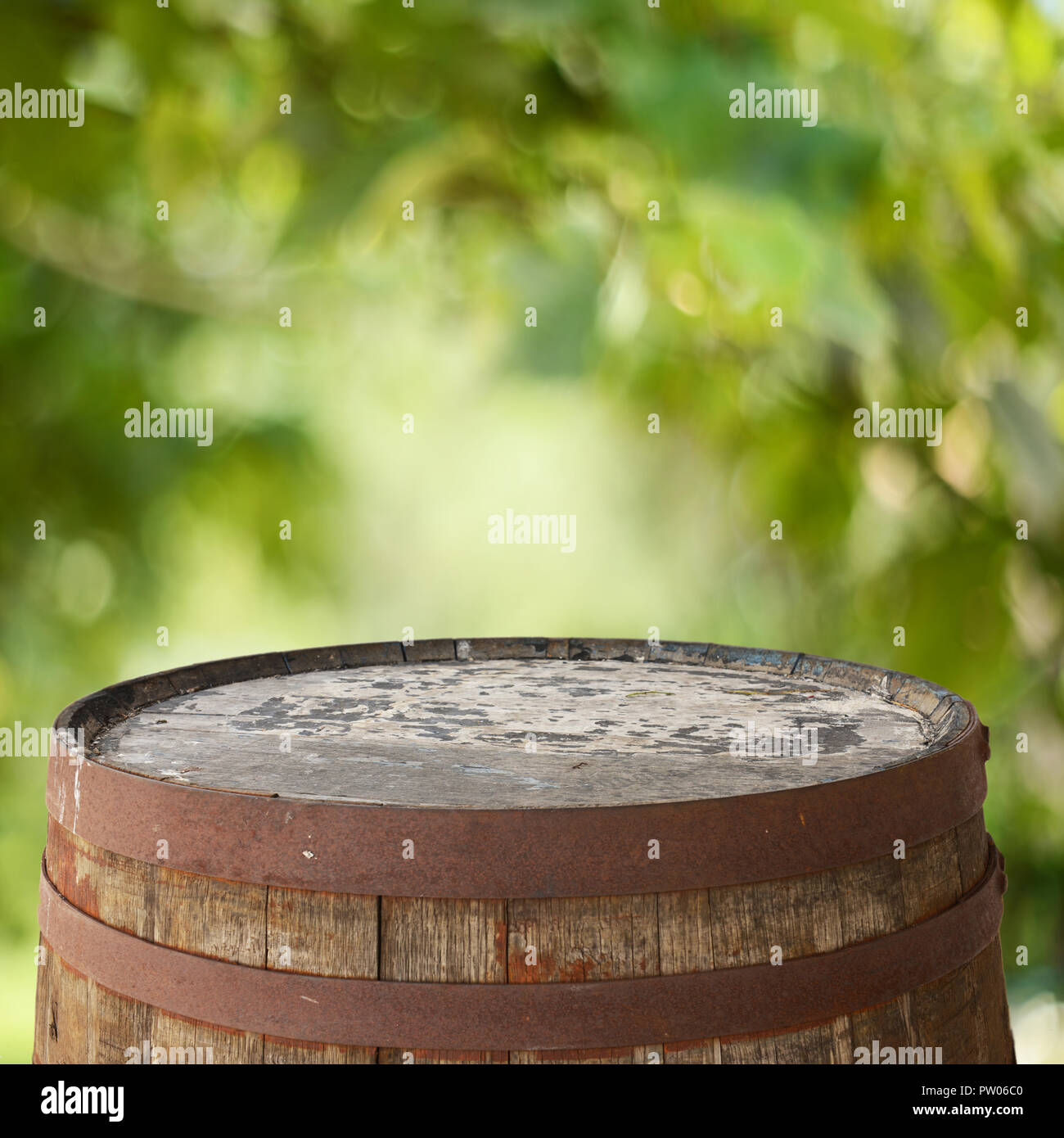 Old barrel top for display montages Stock Photo - Alamy