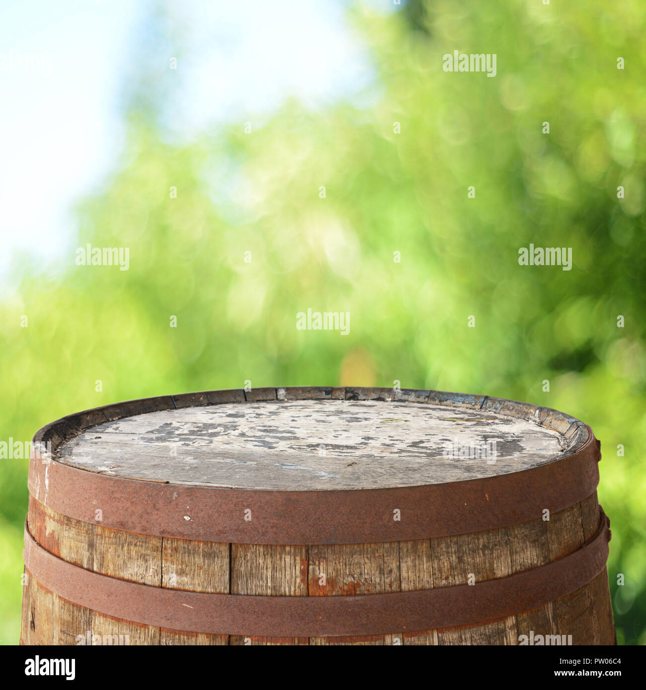 Old barrel top for display montages Stock Photo - Alamy