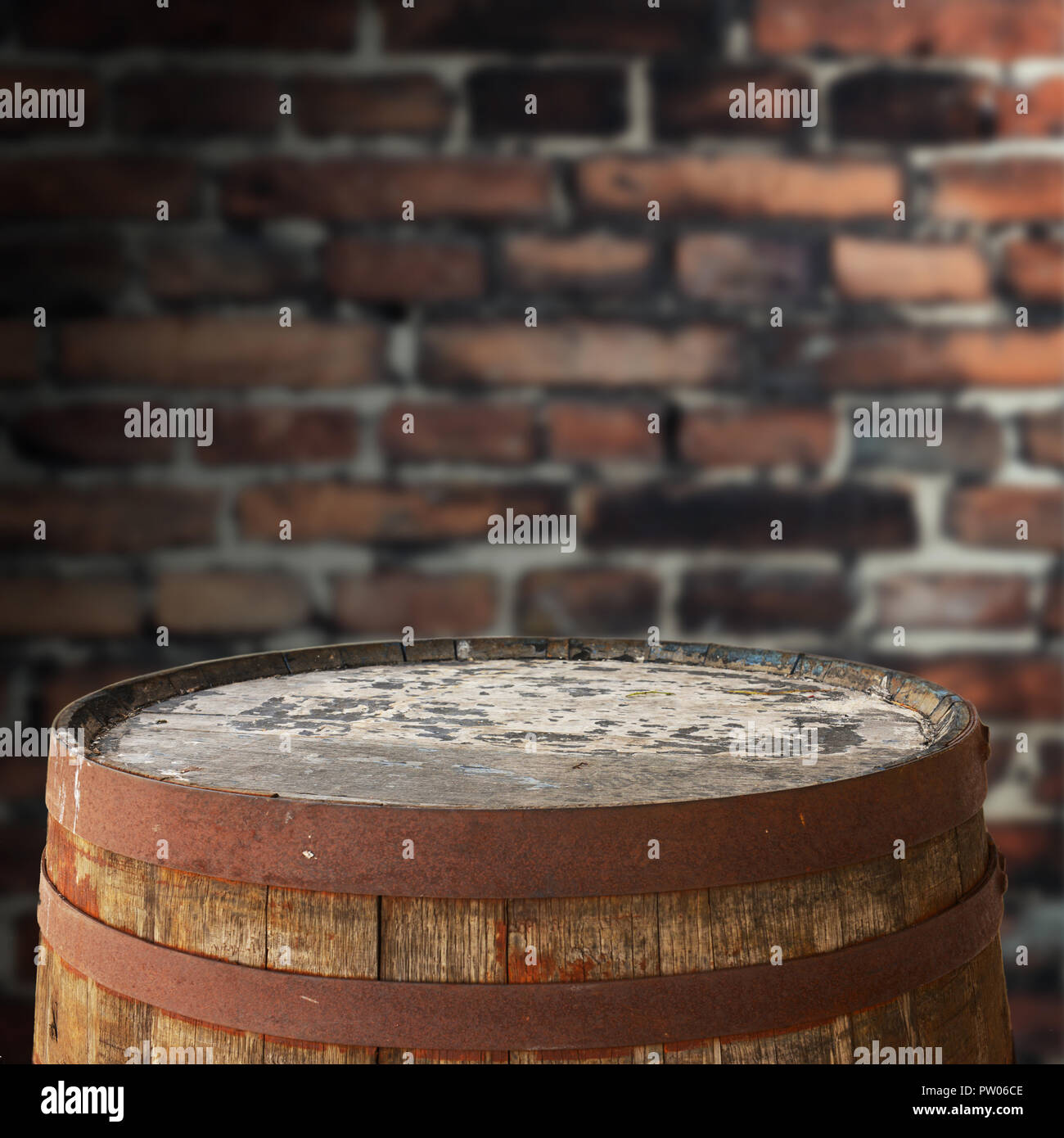 Old barrel top for display montages Stock Photo - Alamy