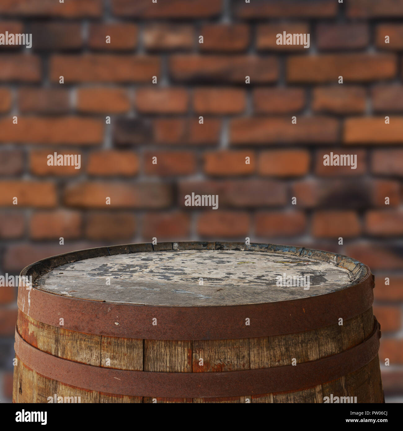 Old barrel top for display montages Stock Photo - Alamy