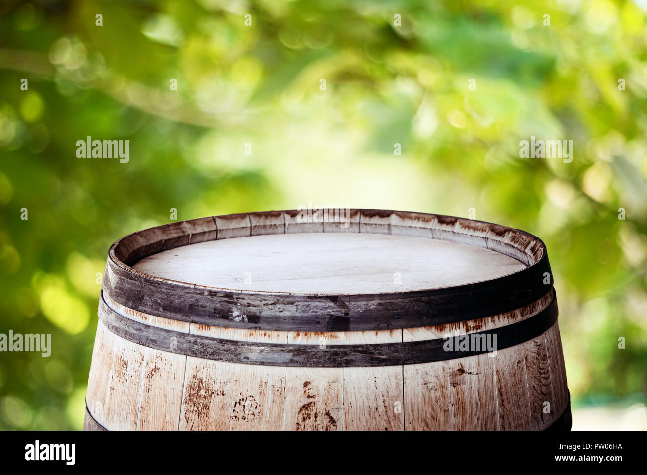 Old barrel top for display montages Stock Photo - Alamy